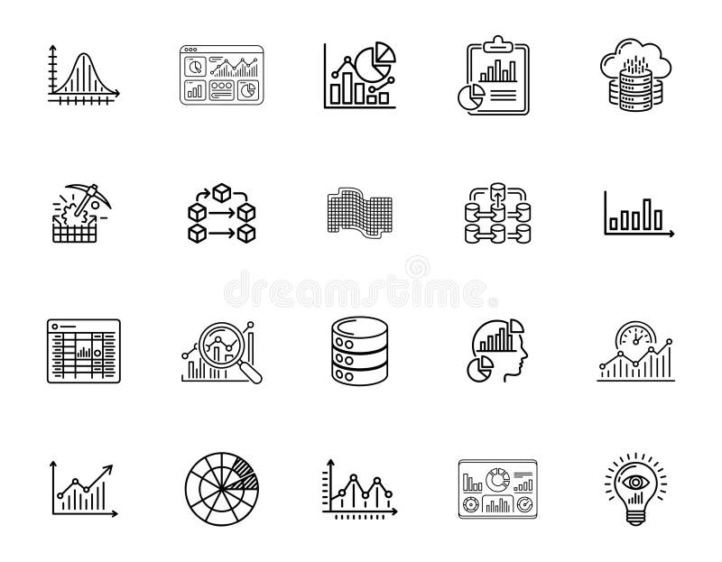 20 Data Science and Analytics Icons. Stock Illustration - Illustration ...