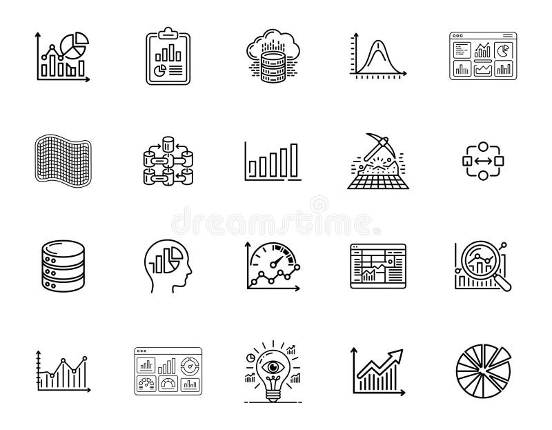 20 Data Science and Analytics Icons. Stock Illustration - Illustration ...