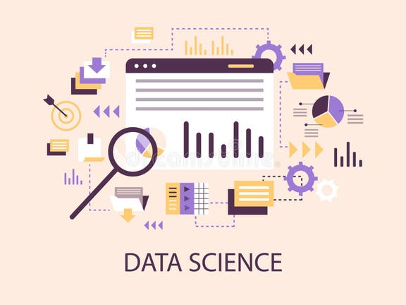 Data Science Banner for AI and Big Data Technology Vector Illustration ...