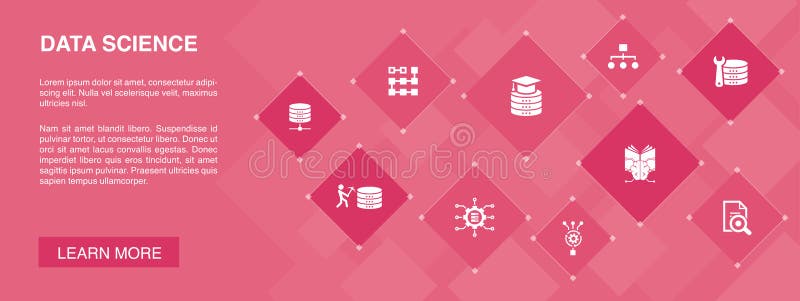 Data Science Banner 10 Icons Concept Stock Vector - Illustration of ...