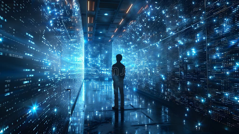 Data Science and Big Data Technology Close Up Scientist Computing and Visualizing Complex Data ...