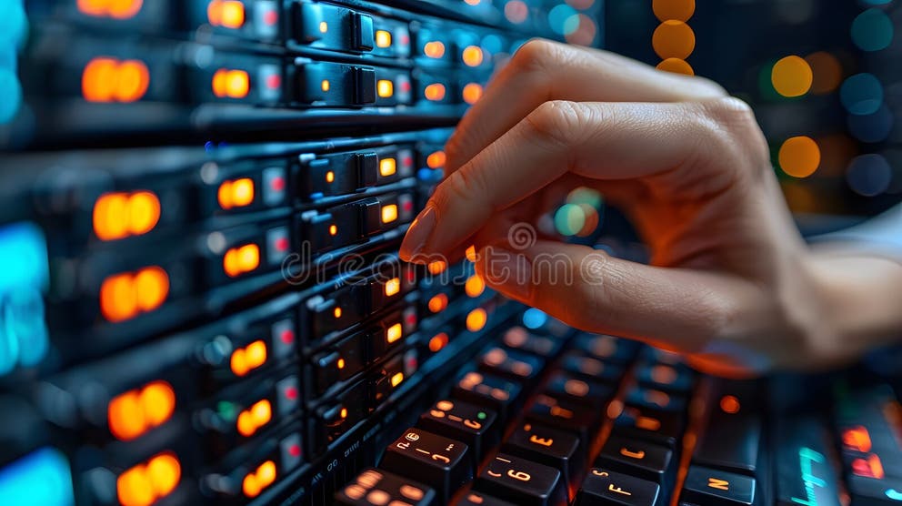 Data Science and Big Data Technology Close Up Scientist Computing and ...