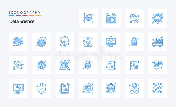25 Data Science Blue Icon Pack Stock Vector - Illustration of ...