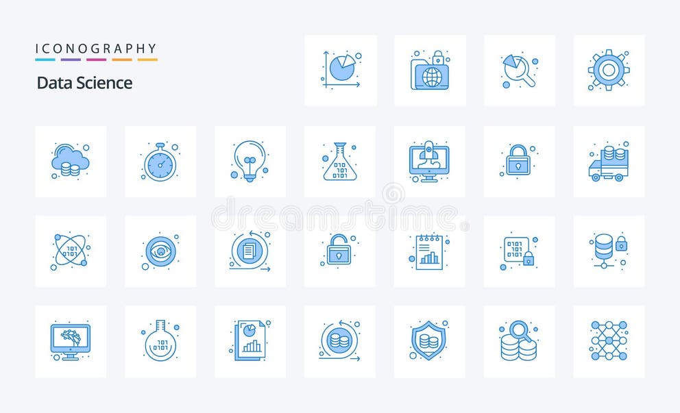 25 Data Science Blue Icon Pack Stock Vector - Illustration of ...
