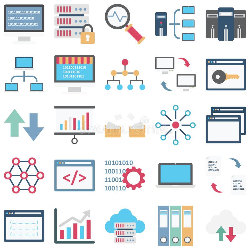 Data Science Color Isolated Vector Icons Set Every Single Icon Can Easily Modify or Edit Stock ...