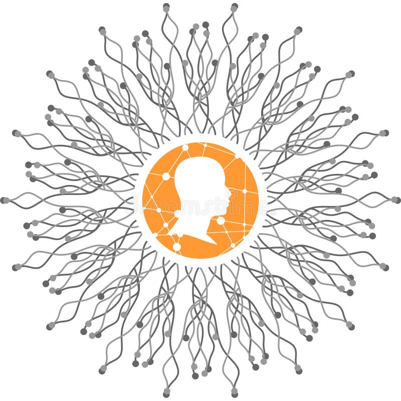 Data Science and Communication Concept with Scientist Head Stock Vector ...