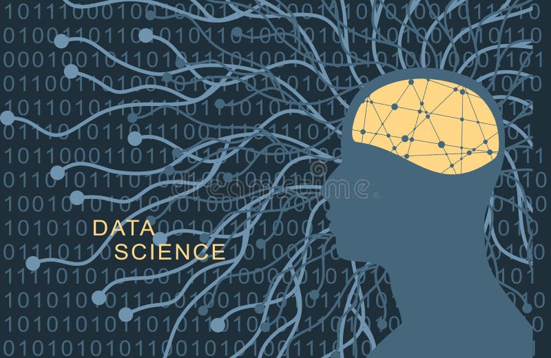 Data Science and Communication Concept with Scientist Head Stock ...