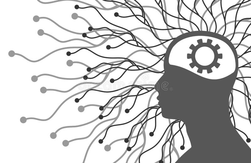 Data Science and Communication Concept with Scientist Head Stock Vector ...