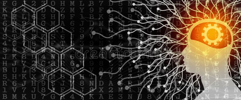 Data Science and Communication Concept with Scientist Head Stock ...