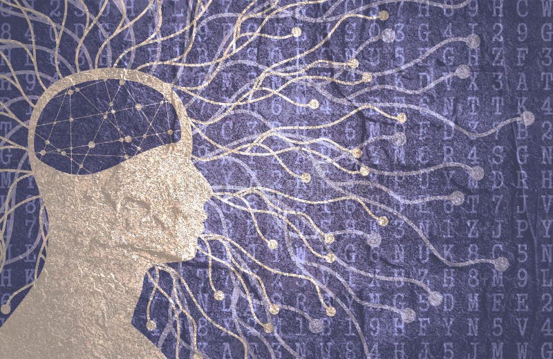 Data Science and Communication Concept with Scientist Head Stock ...