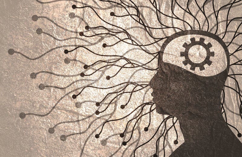 Data Science and Communication Concept with Scientist Head Stock ...