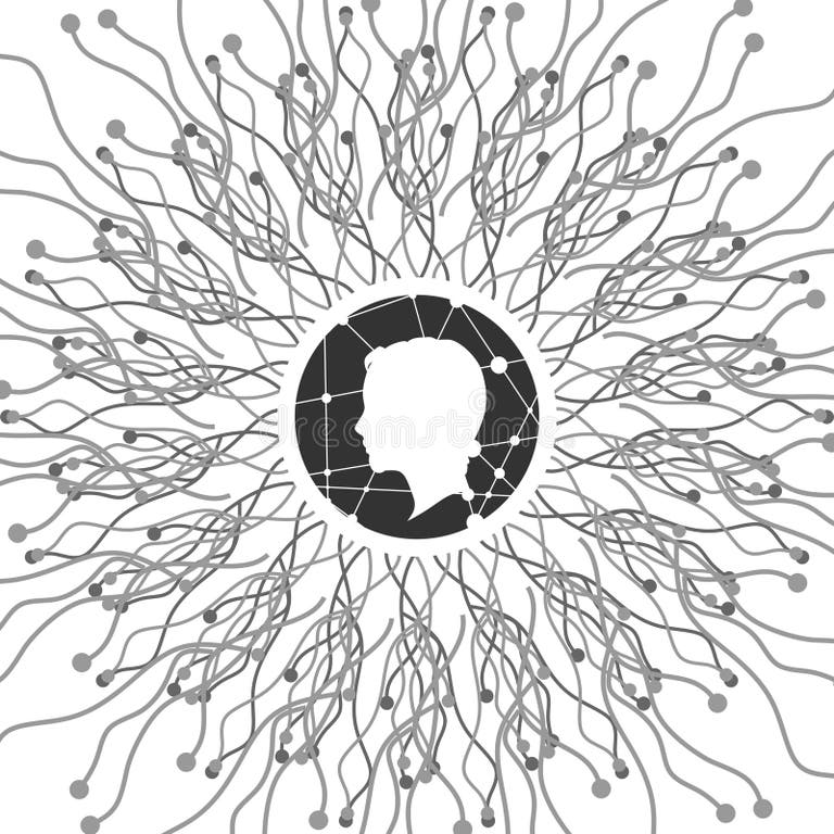 Data Science and Communication Concept with Scientist Head Stock Vector ...