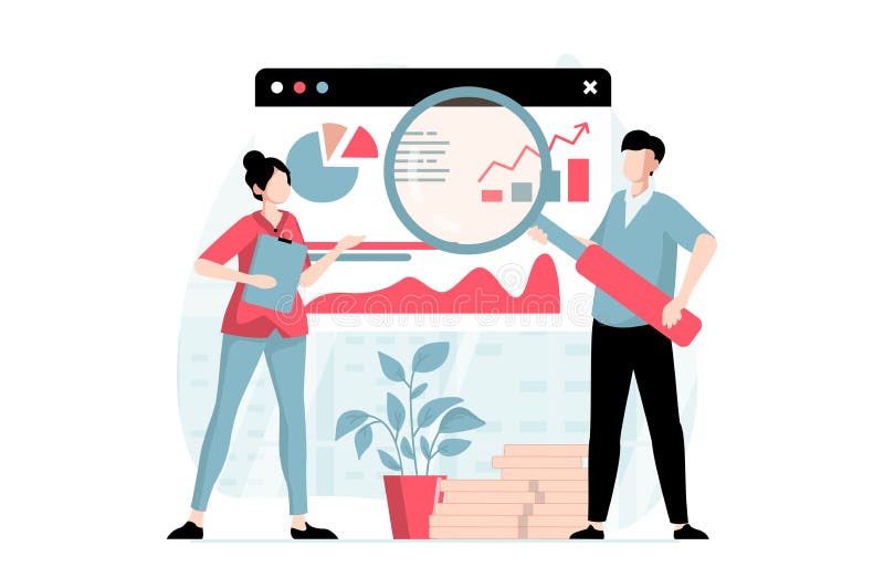 Data Science Concept with People Scene in Flat Design. Stock Vector ...