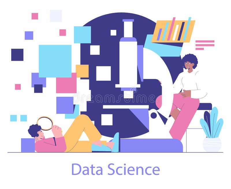 Data Science. Flat Vector Illustration Stock Illustration - Illustration of data, graph: 345874642
