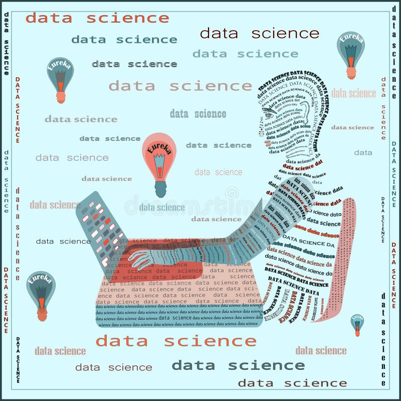 Data Science Consept. a Programmer Sitting at a Computer with the ...