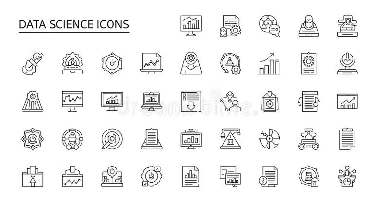 Data Science Icons Set - Analytics, AI, Machine Learning, Big Data Stock Vector - Illustration ...