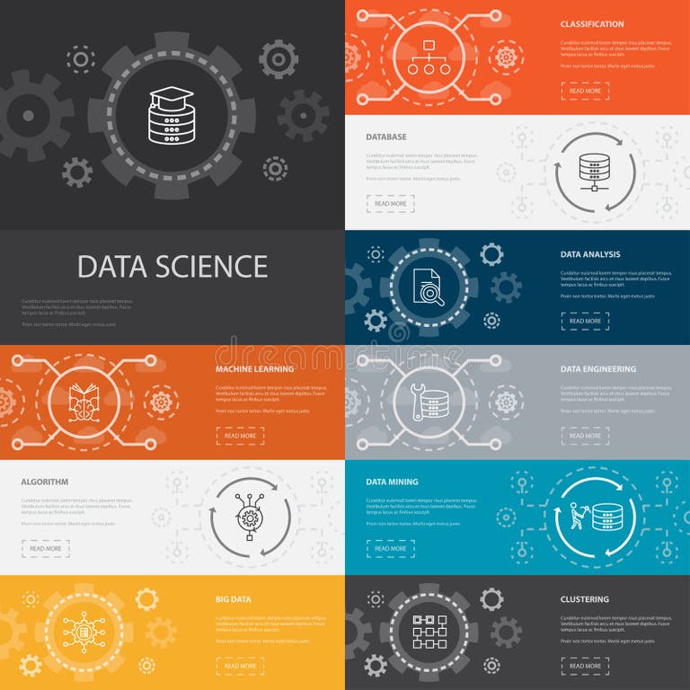 Data Science Infographic 10 Line Icons Stock Vector - Illustration of ...