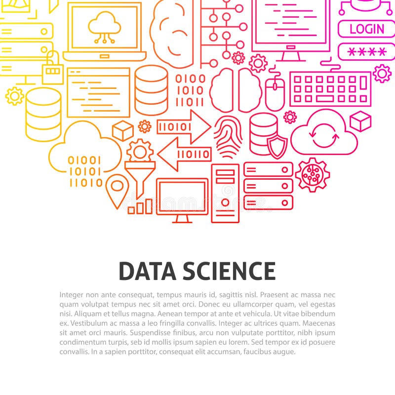 Data Science Line Concept stock vector. Illustration of coding - 161604216