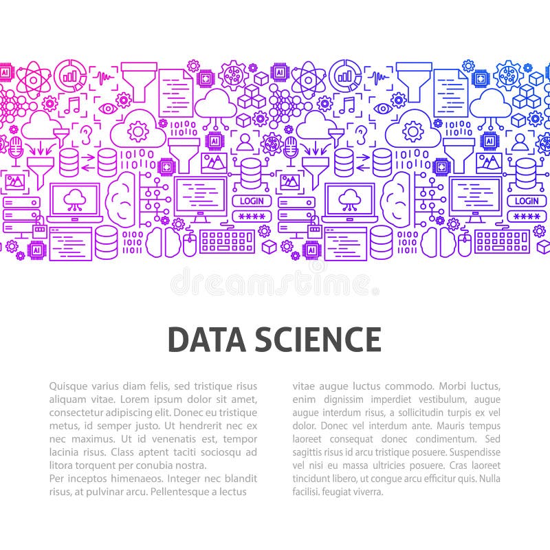 Data Science Line Design Template Stock Vector - Illustration of icon ...