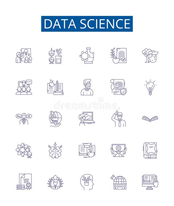 Data Science Line Icons Signs Set Design Collection Of Data Science