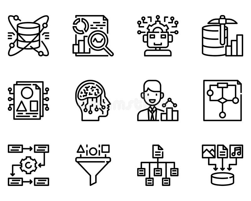 Data Science Outline Icon and Symbol for Website, Application Stock ...