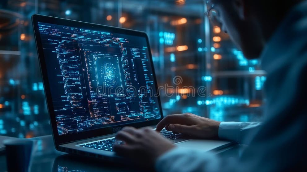 Data Science Specialist Working on Complex Algorithms and Coding with Modern Digital ...