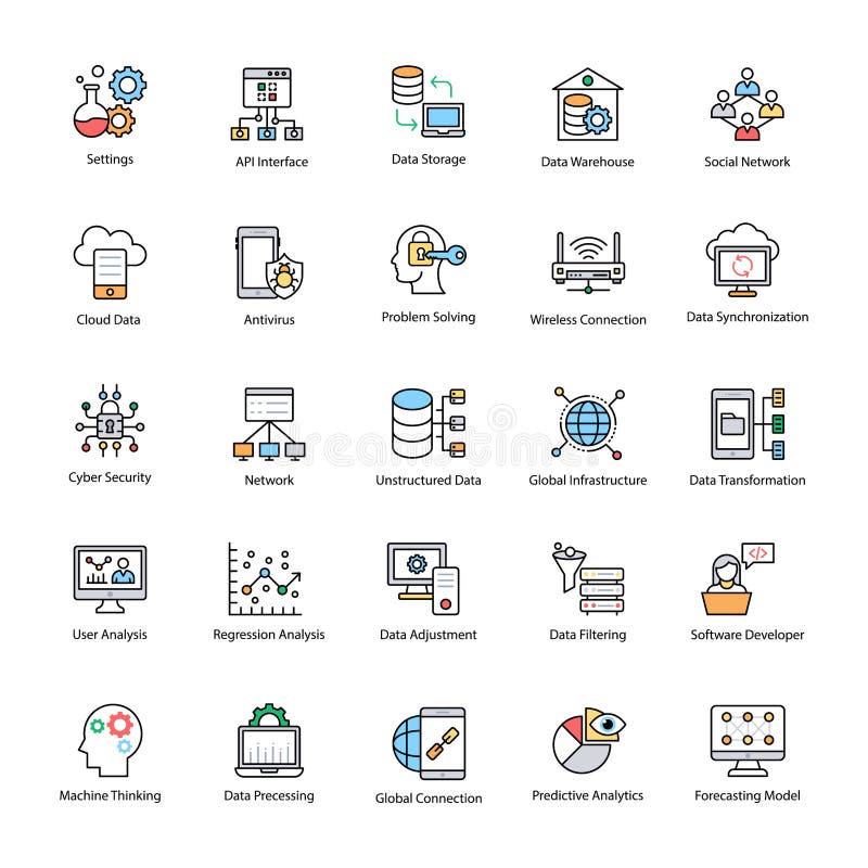Data Science Flat Vector Icons Stock Illustration - Illustration of ...