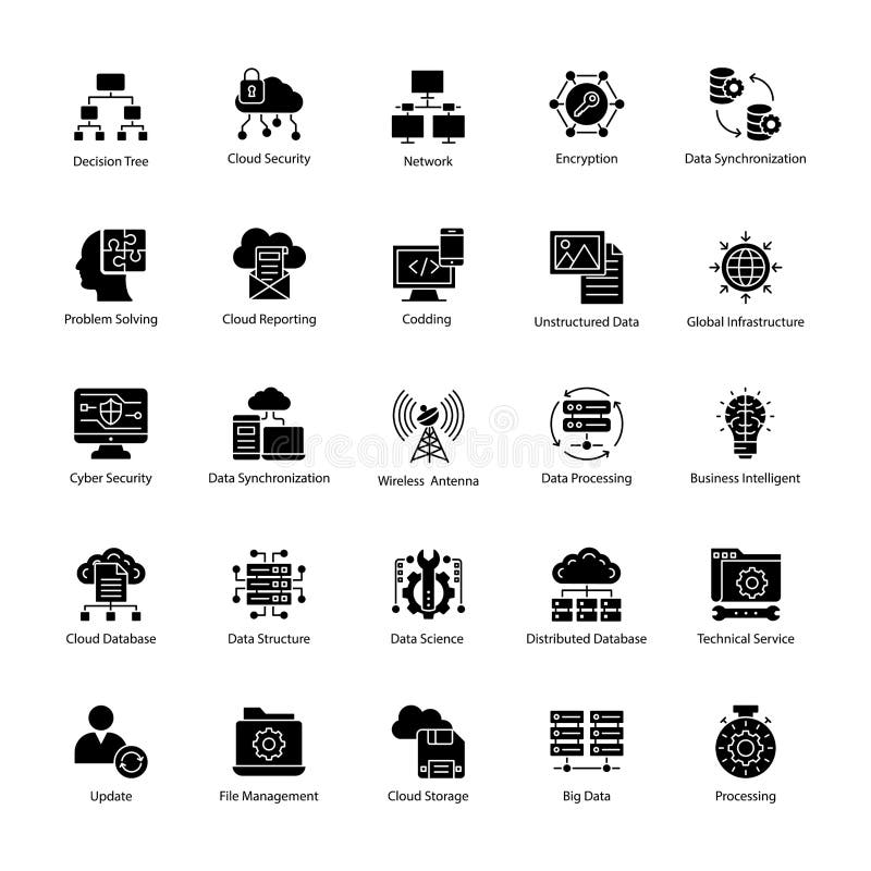 Data Science Vector Icons stock illustration. Illustration of data ...