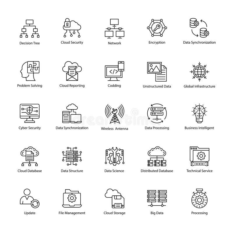 Data Science Colored Vector Icons Set Stock Illustration - Illustration ...