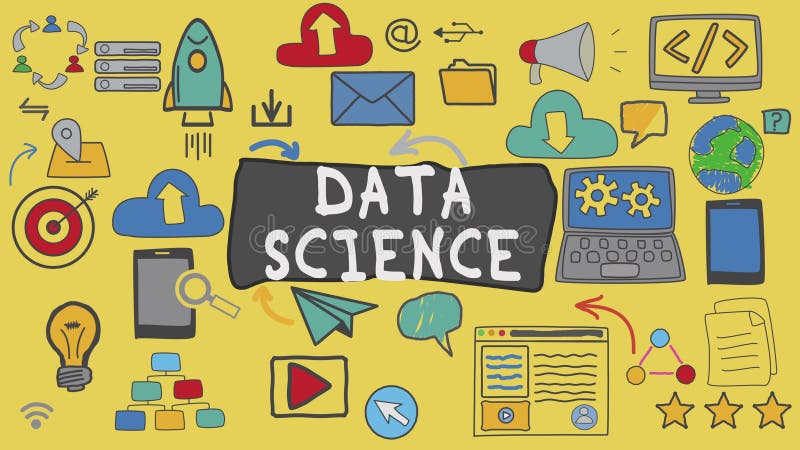 Data Science, Yellow Illustration Graphic Technology Concept Stock ...