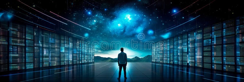 Data Scientist Analyzing A Massive Dataset In A High Performance Computing Center Highlighting