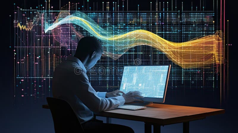 Data Scientist Computing Analyzing And Vizualizing Stock Image Image Of Generated Modern