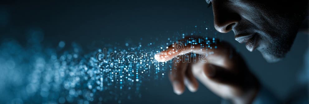 Data Scientist Feeding Datasets into a Glowing AI Core Hologram Stock ...