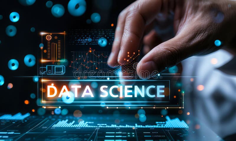 Data Scientist Interacting with Virtual Interface for Data Science Applications Including ...