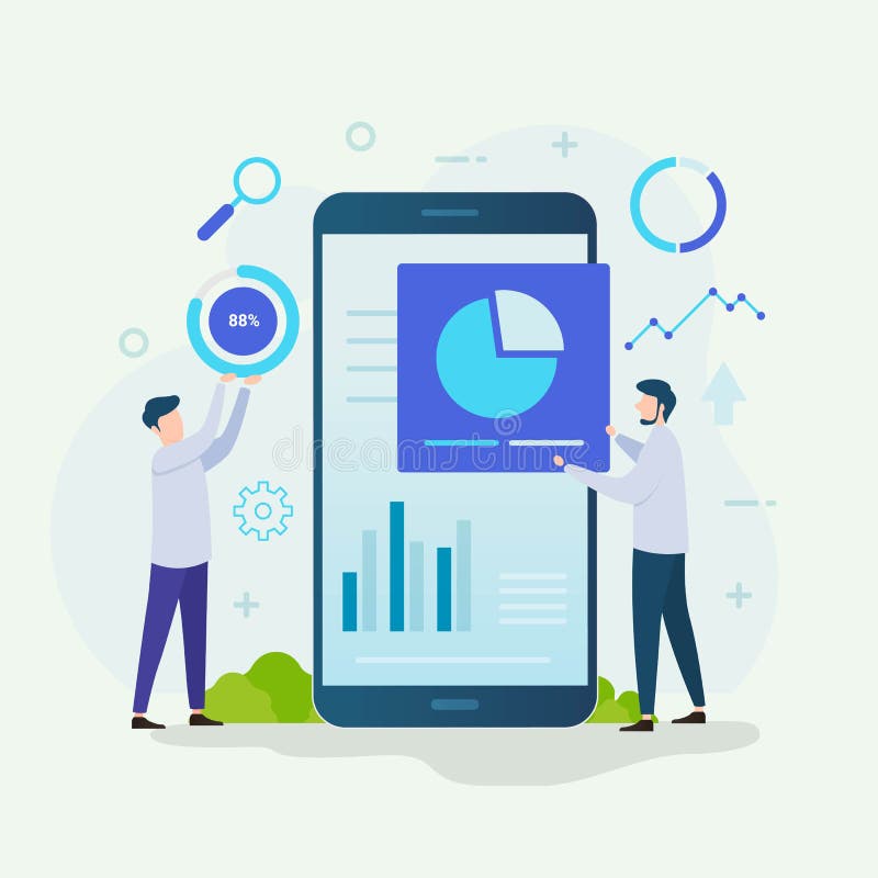 Data Scientist on Mobile App Design Concept Vector Illustration Stock ...