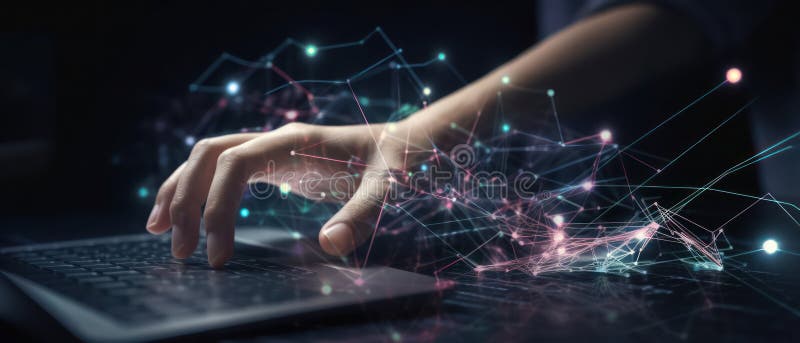 Data Scientist, Programmer Using Laptop Analyzing Financial Data on ...