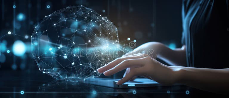 Data Scientist, Programmer Using Laptop Analyzing Financial Data on ...