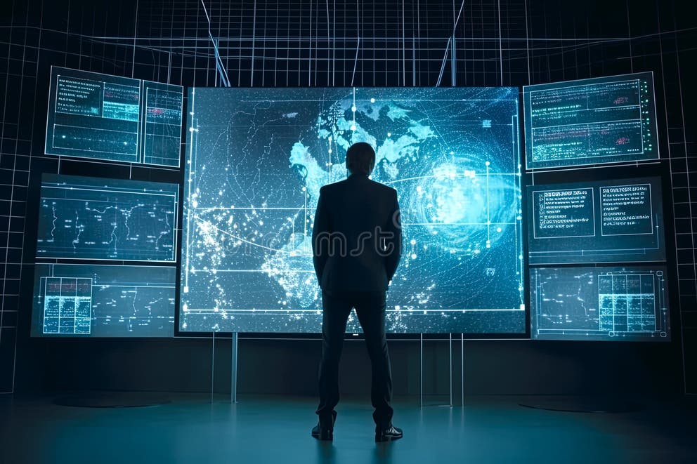 Data Scientist Querying, Analysing and Visualizing Complex Data Set on Virtual Screen. Business ...