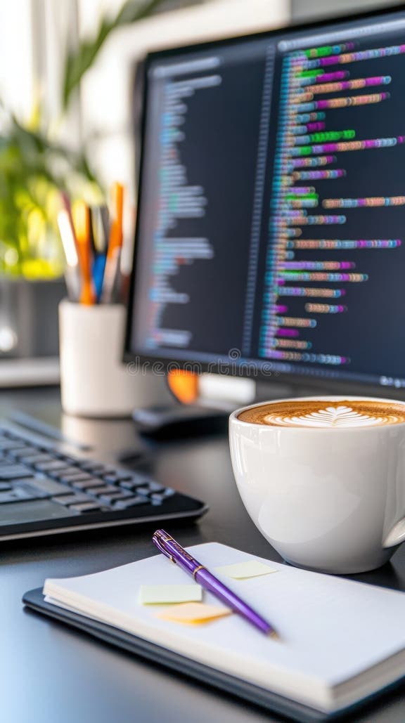 Data Scientist S Work Desk Setup with Dual Screens Showcasing Real-time Analytics and Python ...