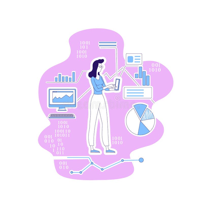 Data Scientist Thin Line Concept Vector Illustration Stock Vector ...