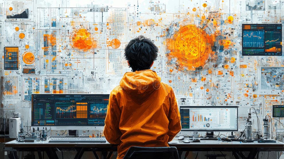 Scientist Analyzing Big Data in a High-tech Laboratory Environment ...