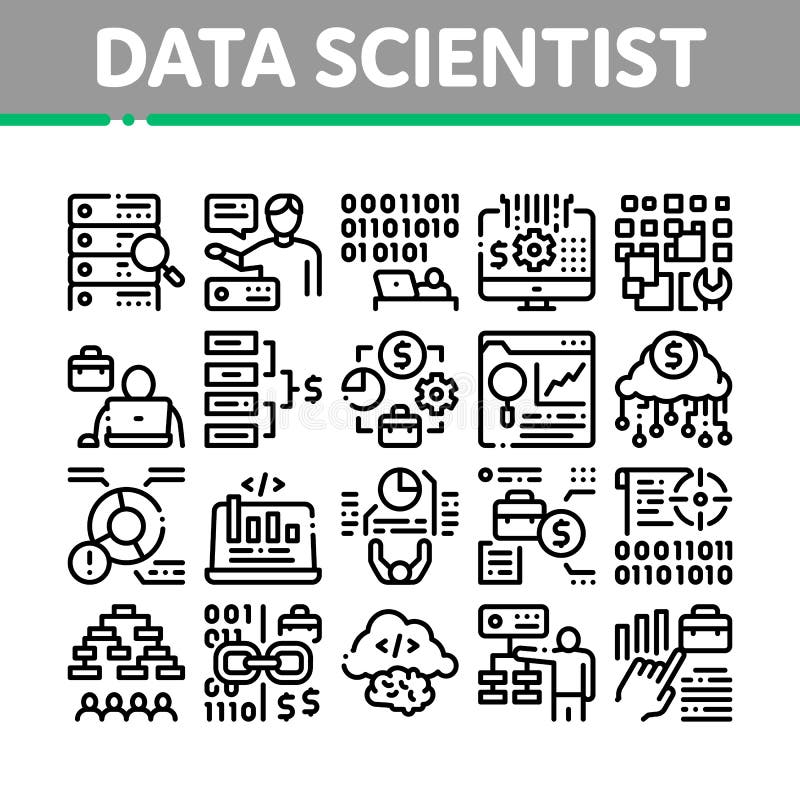 Data Scientist Worker Collection Icons Set Vector Stock Vector ...