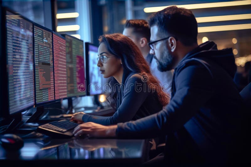 Data Scientists Looking at Screens with Data Visualisation. AI ...