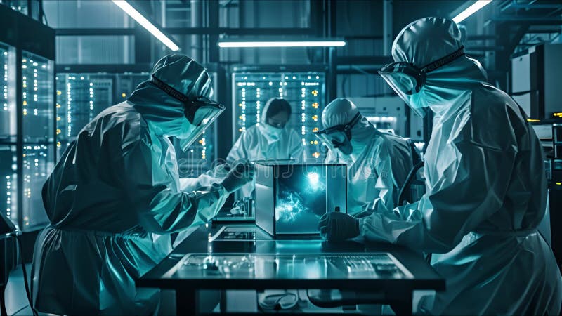 Data Scientists Work in a Modern Laboratory of a Technology Company on ...