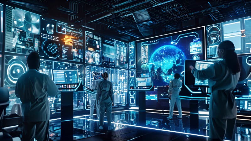 Data Scientists Work in a Modern Laboratory of a Technology Company on ...