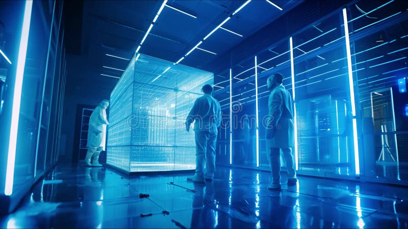 Data Scientists Work in a Modern Laboratory of a Technology Company on ...