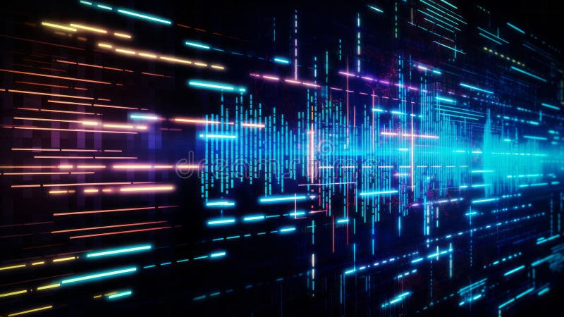 A Data Screen Wall Adorned with a Series of Lights Casting a Warm and ...