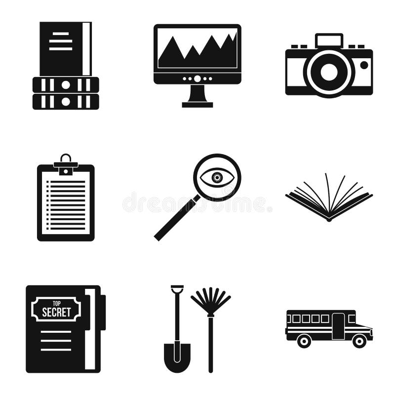 Data Search Icons Set, Simple Style Stock Vector - Illustration of ...
