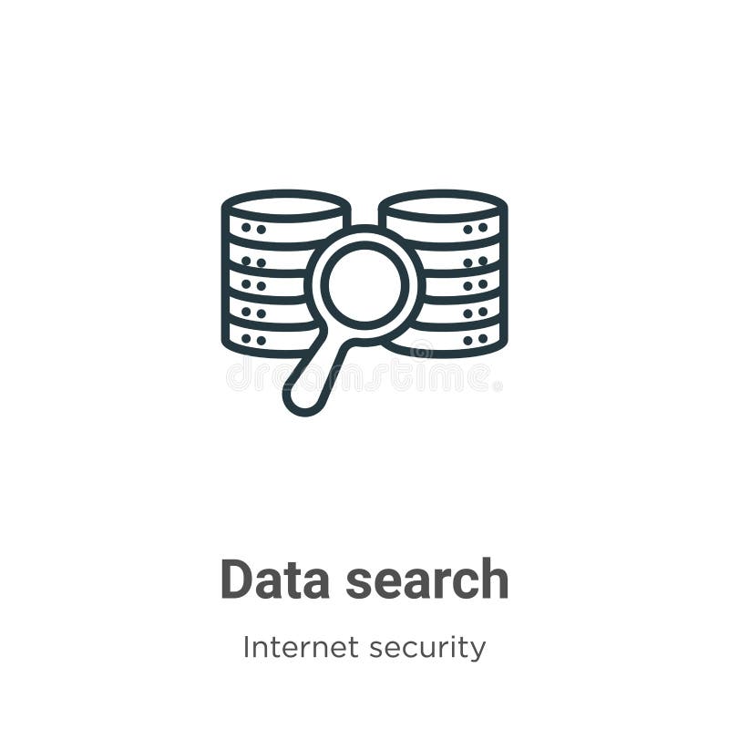 Data Search Outline Vector Icon. Thin Line Black Data Search Icon, Flat ...