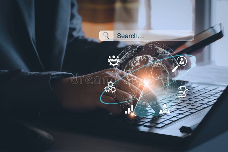 Data Search Technology Search Engine Optimization. Business People are ...